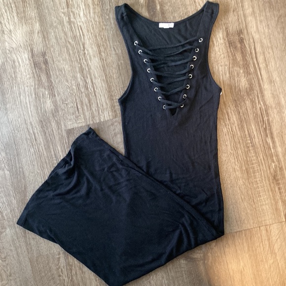 Ardene | Dresses | Sexy Lace Up Black Deep V Dress | Poshmark